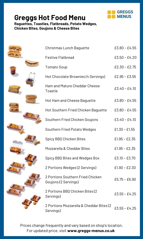 Greggs Hot Food Menu With Pricing - November 2024 Updated